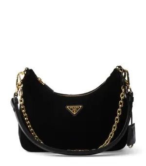 Prada Velvet Re-edition Shoulder Bag - Black