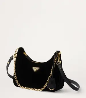 Prada Velvet Re-edition Shoulder Bag - Black
