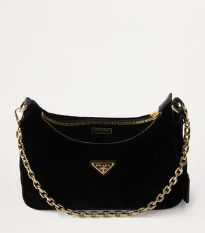Prada Velvet Re-edition Shoulder Bag - Black