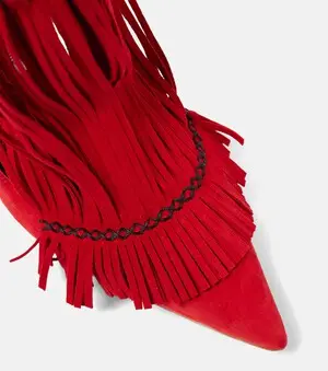 Manolo Blahnik Fiki 105 Suede Pumps With Fringe Detailing