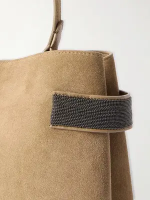 Brunello Cucinelli Suede Shoulder Bag With Monili Embellishment