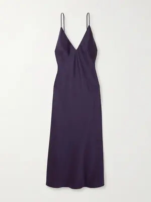 LESET Barb Open-back Washed-satin Midi Dress - Purple