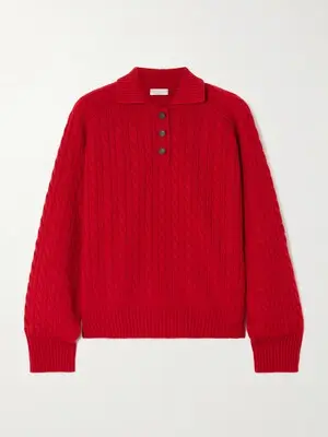 Brunello Cucinelli Cable-knit Cashmere Polo Sweater - Red