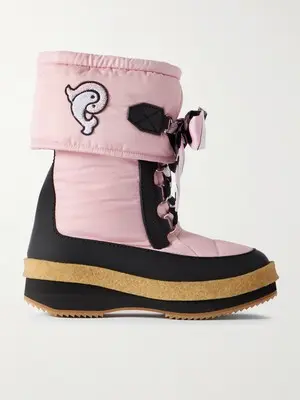 Emilio Pucci Logo-appliquéd Silk-twill Trimmed Shell Snow Boots