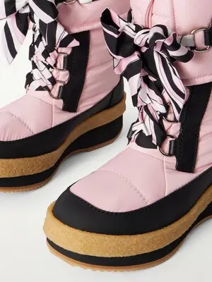 Emilio Pucci Logo-appliquéd Silk-twill Trimmed Shell Snow Boots