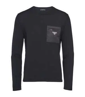 Prada Wool And Nylon Trimmed Sweater
