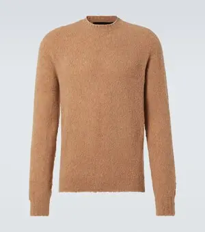 Thom Sweeney Wool Blend Crew Neck Sweater - Brown