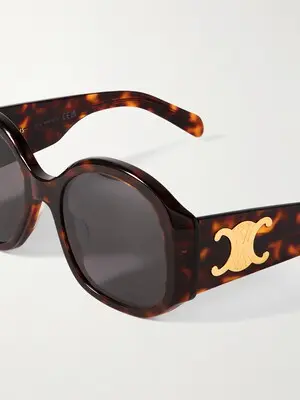 Celine Maxi Triomphe Round-frame Acetate Sunglasses