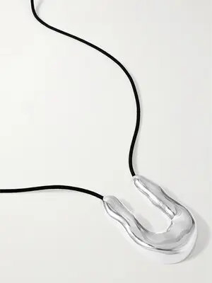 Agmes Large Wishbone Pendant Necklace - Silver