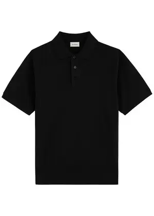 Saint Laurent Logo-embroidered Piqué Cotton Polo Shirt - Black