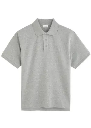 Saint Laurent Logo-embroidered Piqué Cotton Polo Shirt - Grey