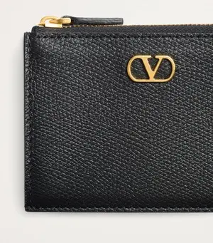 Valentino Garavani Leather Vlogo Coin And Card Holder