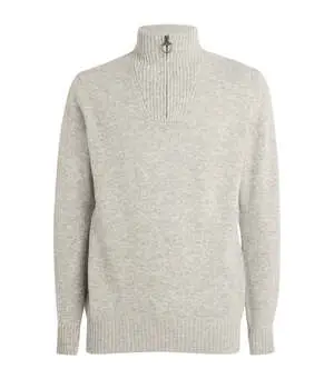Barbour Lambswool Quarter Zip Sweater - Grey