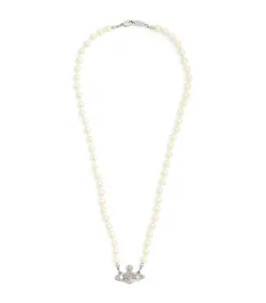VIVIENNE WESTWOOD Pearl Bas Relief Necklace - Silver