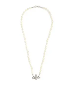 VIVIENNE WESTWOOD Pearl Bas Relief Necklace - Silver