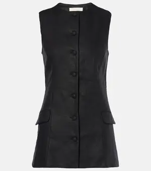 Faithfull The Brand Jane Linen Vest - Black