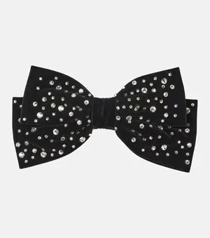 JENNIFER BEHR Loren Crystal-embellished Velvet Bow Barrette - Black