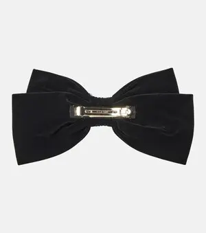 JENNIFER BEHR Loren Crystal-embellished Velvet Bow Barrette