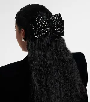 JENNIFER BEHR Loren Crystal-embellished Velvet Bow Barrette