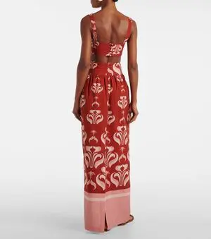 ADRIANA DEGREAS Printed Cotton Maxi Skirt