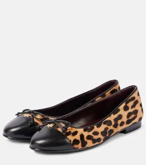 Tory Burch Leopard-print Calf Hair And Leather Ballet Flats