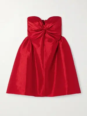 KIKA VARGAS Fiona Strapless Twisted Taffeta Mini Dress - Red