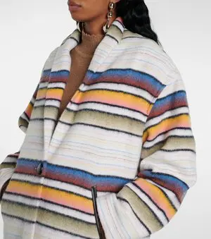 MARANT ETOILE Striped Wool-blend Coat