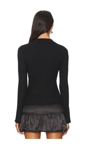 MORE TO COME Brandy Button Front Sweater - Black