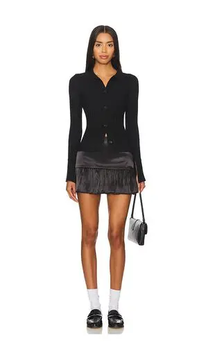 MORE TO COME Brandy Button Front Sweater - Black
