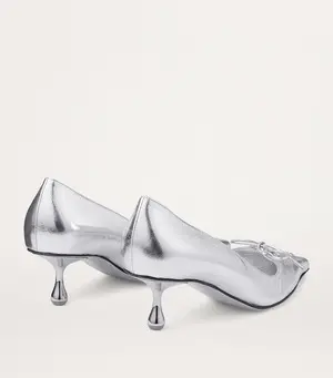 JIMMY CHOO Scarlett 50 Metallic Lambskin Lace Up Pumps - Silver