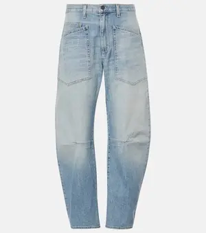 NILI LOTAN Shon High-rise Barrel-leg Jeans In Summer Wash - Blue