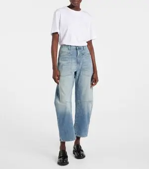 NILI LOTAN Shon High-rise Barrel-leg Jeans In Summer Wash - Blue