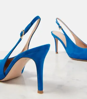 GIANVITO ROSSI Robbie Suede Slingback Pumps - Blue