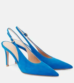 GIANVITO ROSSI Robbie Suede Slingback Pumps - Blue