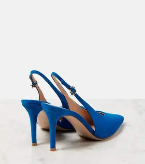 GIANVITO ROSSI Robbie Suede Slingback Pumps - Blue