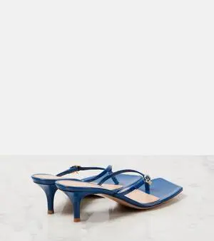 GIANVITO ROSSI Ribbon Patent Leather Thong Sandals