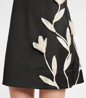 Staud Ilana Floral Appliqué Satin Mini Dress