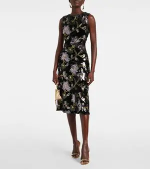 Diane Von Furstenberg Sequined Floral Midi Dress