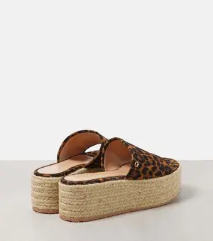 GIANVITO ROSSI Leopard-print Suede Espadrille Slides