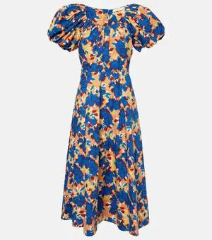 Ulla Johnson Imara Floral Cotton Poplin Midi Dress - Multicoloured