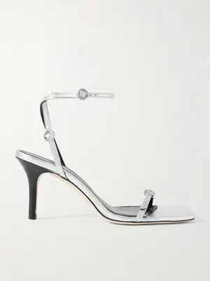 AeydĒ Hallie Metallic Leather Sandals - Silver