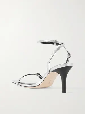 AeydĒ Hallie Metallic Leather Sandals - Silver
