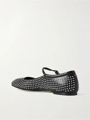 AeydĒ Uma Studded Leather Mary Jane Ballet Flats - Black