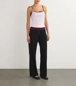 LESET Cotton Pointelle Lounge Trousers - Black