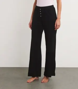 LESET Cotton Pointelle Lounge Trousers - Black