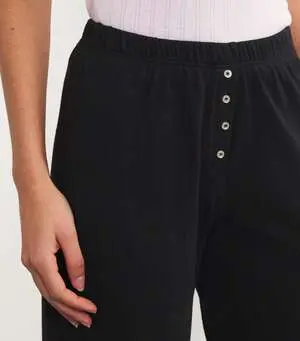 LESET Cotton Pointelle Lounge Trousers - Black