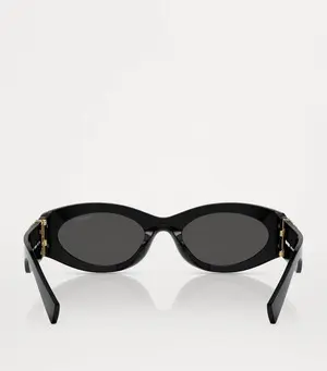 Miu Miu Acetate Oval Sunglasses - Black