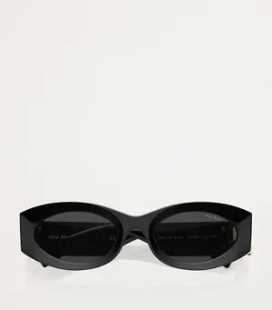 Miu Miu Acetate Oval Sunglasses - Black