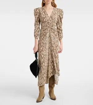 Isabel Marant Étoile Albini Printed Silk-blend Midi Dress - Multicoloured
