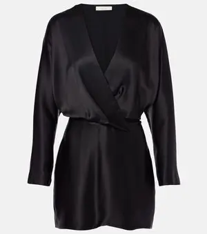 THE SEI Silk Satin Wrap Minidress